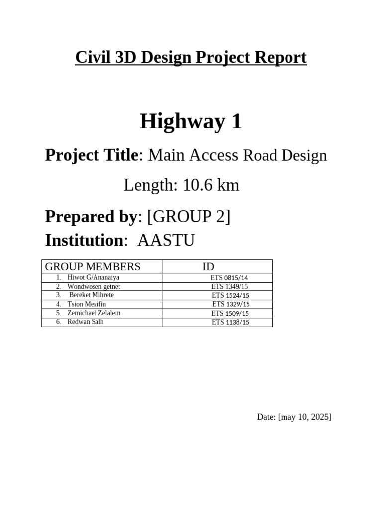 Civil 3D Design Project Report | PDF | Road | Traffic