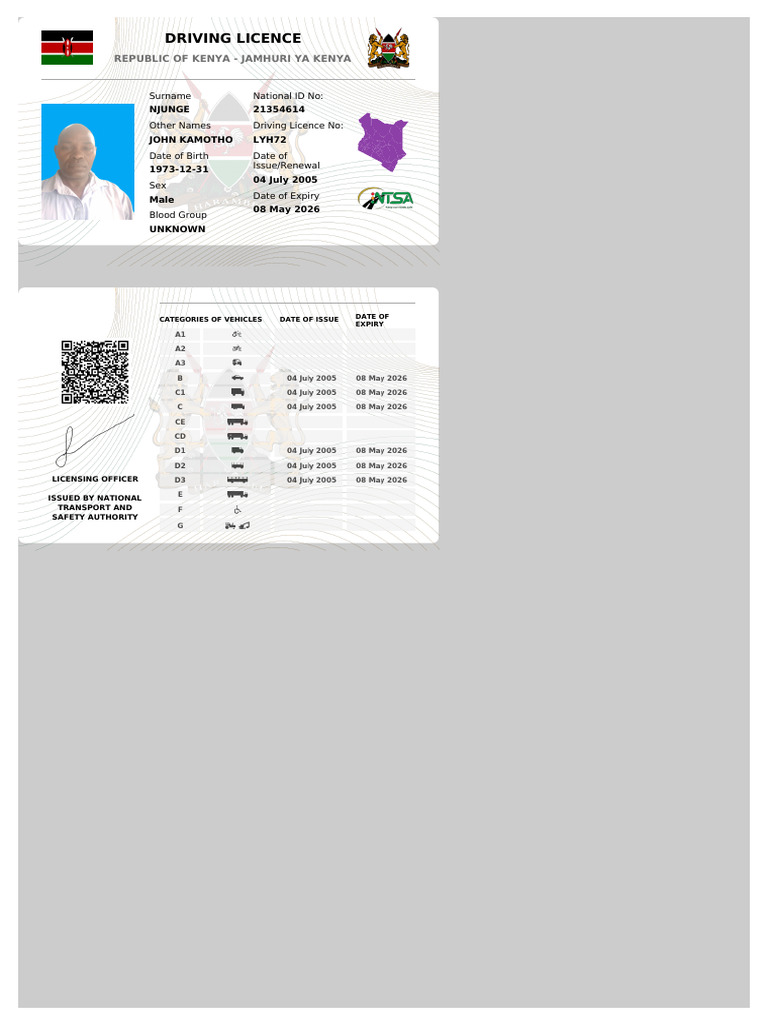 DLR Details for John Kamotho Njunge | PDF