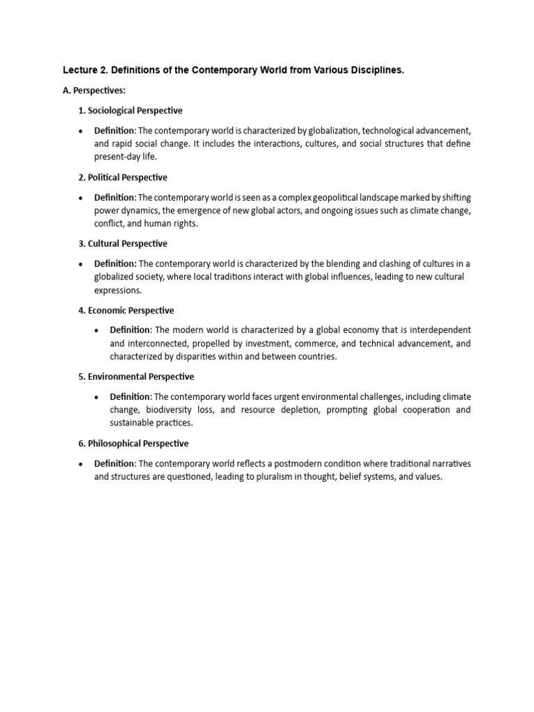 Perspectives on the Contemporary World | PDF | Globalization | Sociology