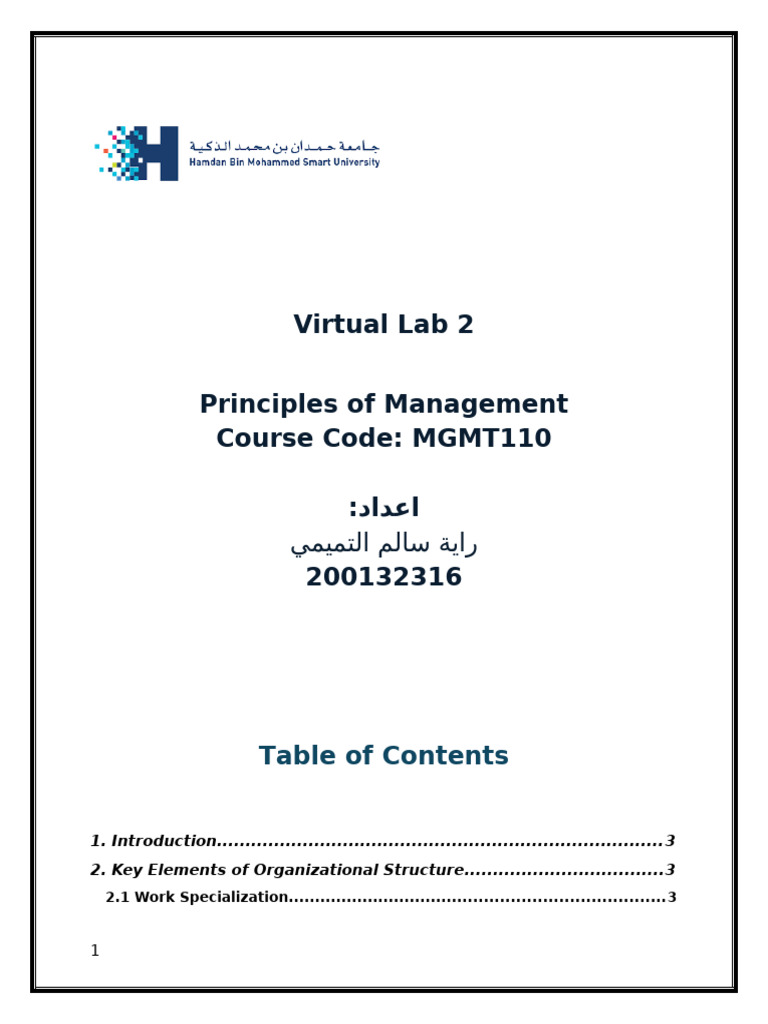 Virtual Lab 2 راية سالم | PDF | Organizational Structure | Entrepreneurship