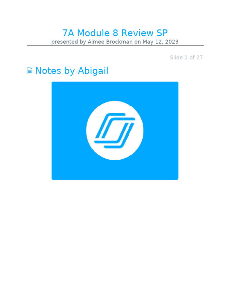 7A Module 8 Review SP Notes by Abigail | PDF | Cartesian Coordinate ...