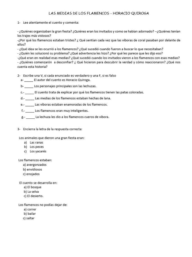 LAS MEDIAS DE LOS FLAMENCOS Actividades | PDF