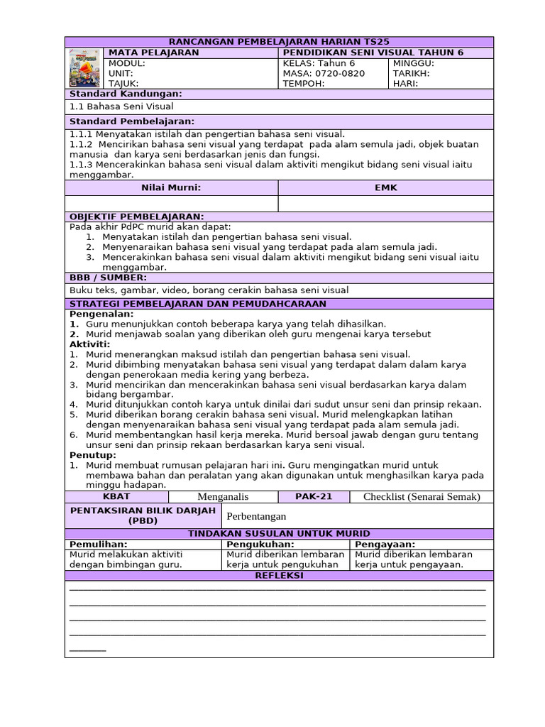 Bahasa Seni Visual 2 1. Gambaran Minda Kampungku 60 Minit Jumaat | PDF