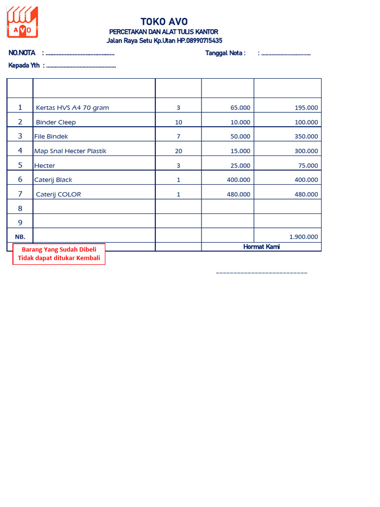 SPJ Kwitansi Belanja Atk Dan Pajak | PDF