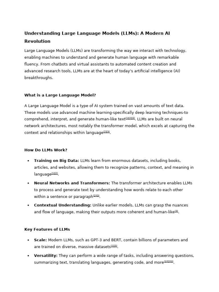 Understanding Large Language Models (LLMS) - A Mode | PDF | Artificial Intelligence ...