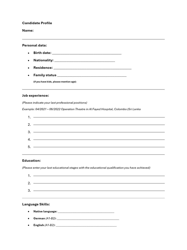 Template Candidate Profile | PDF