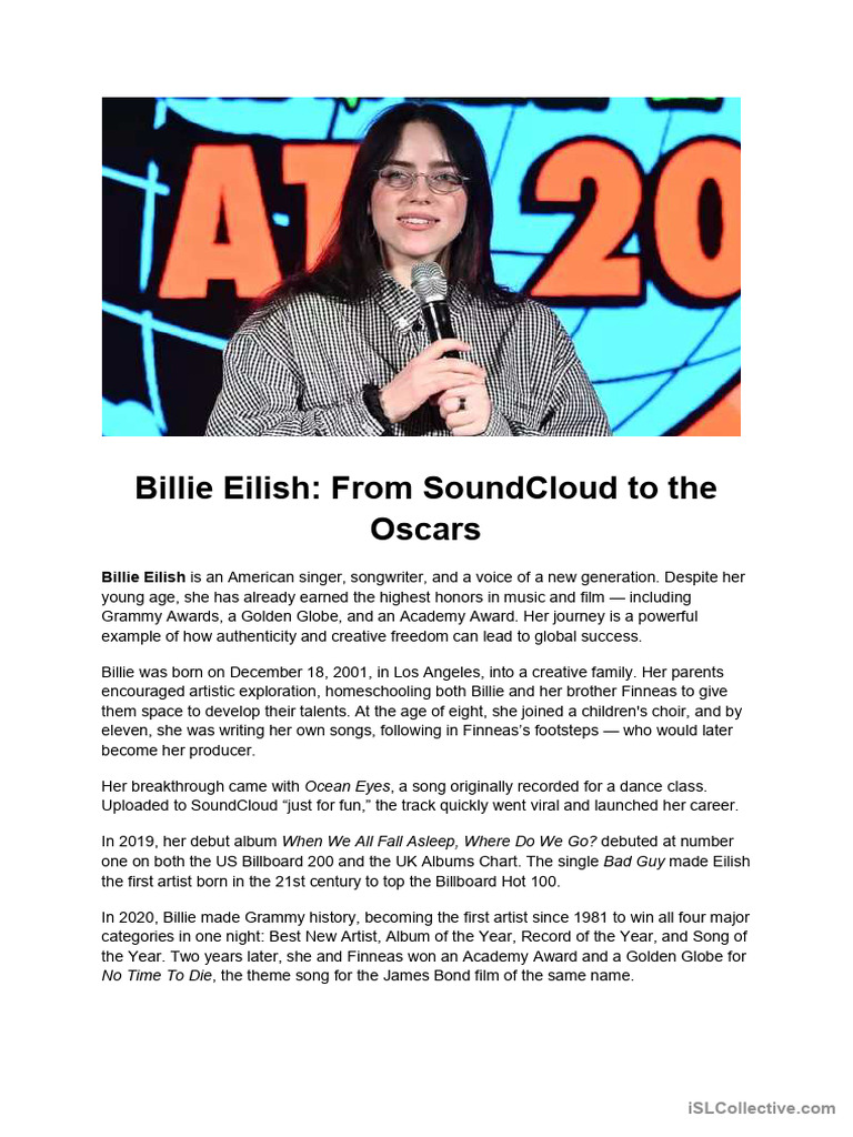 Billie Eilish From SoundCloud to the Oscars. | PDF | Music Industry