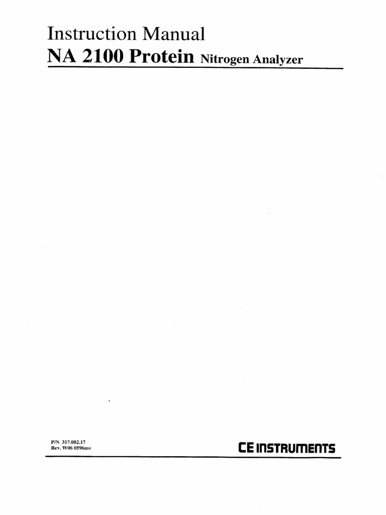 NA 2100 Protein N2 Analyzer Instruction Manual | PDF