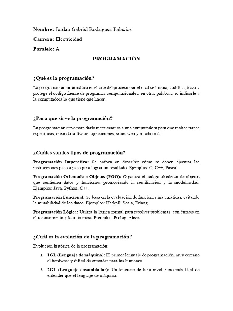 Que Es La Programacion | PDF | Lenguaje de programación | Programación de computadoras