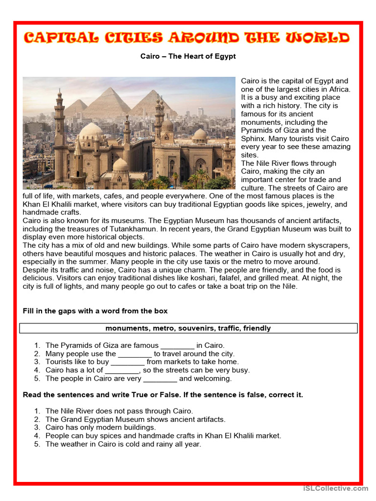 Capital Cities Around The World - Cairo | PDF | Cairo | Ancient Egypt