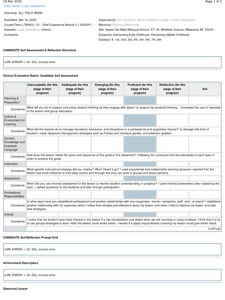 First CANDIDATE Clinical Experience Rubric 1069773007 | PDF | Inquiry Based Learning | Teaching