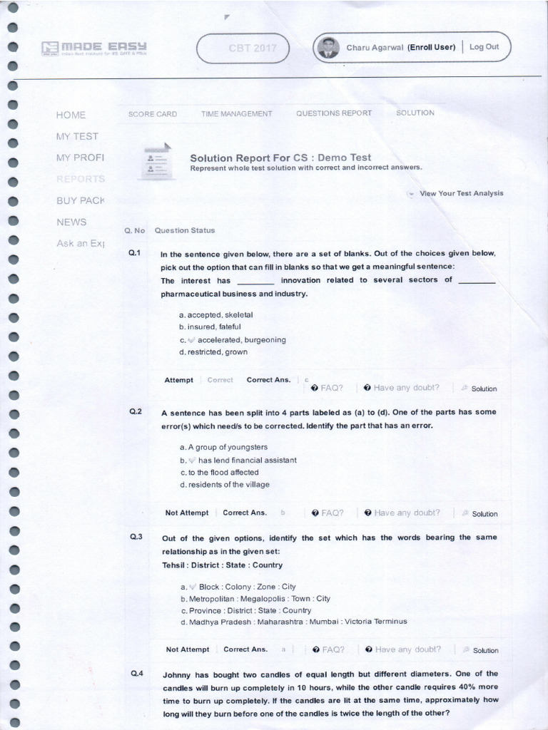 Made Easy GATE Test Series | PDF
