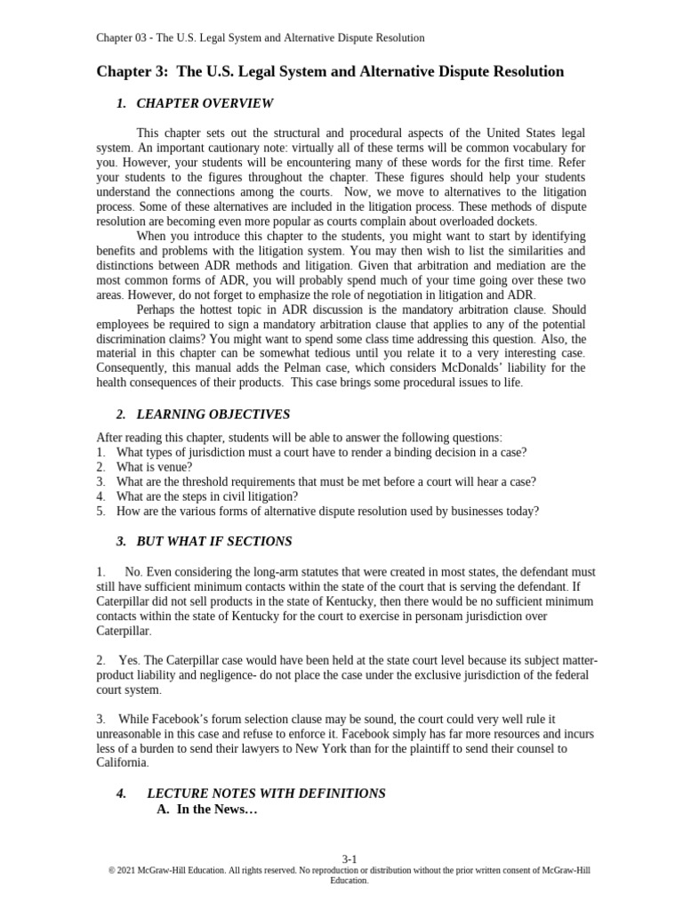 KubasekEss 5e Chap03 IM | PDF | Batson V. Kentucky | Lawsuit