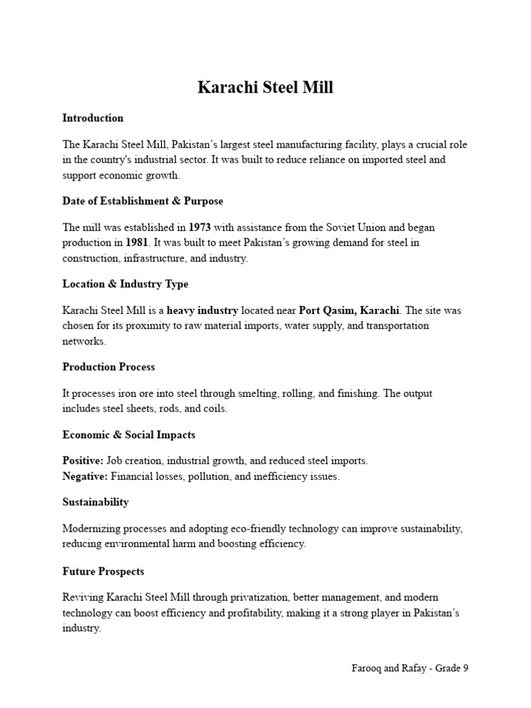 Geography - Karachi Steel Mill | PDF