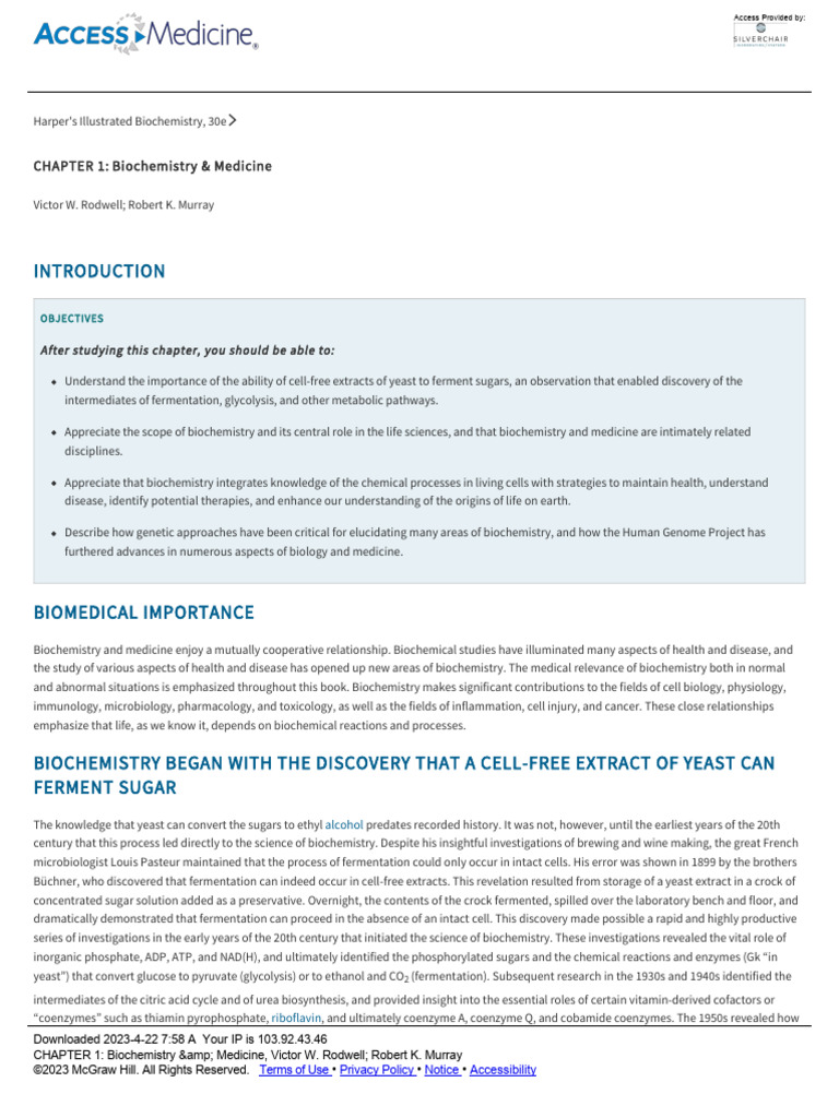 CHAPTER 1 - Biochemistry & Amp Medicine | PDF | Cofactor (Biochemistry) | Biochemistry
