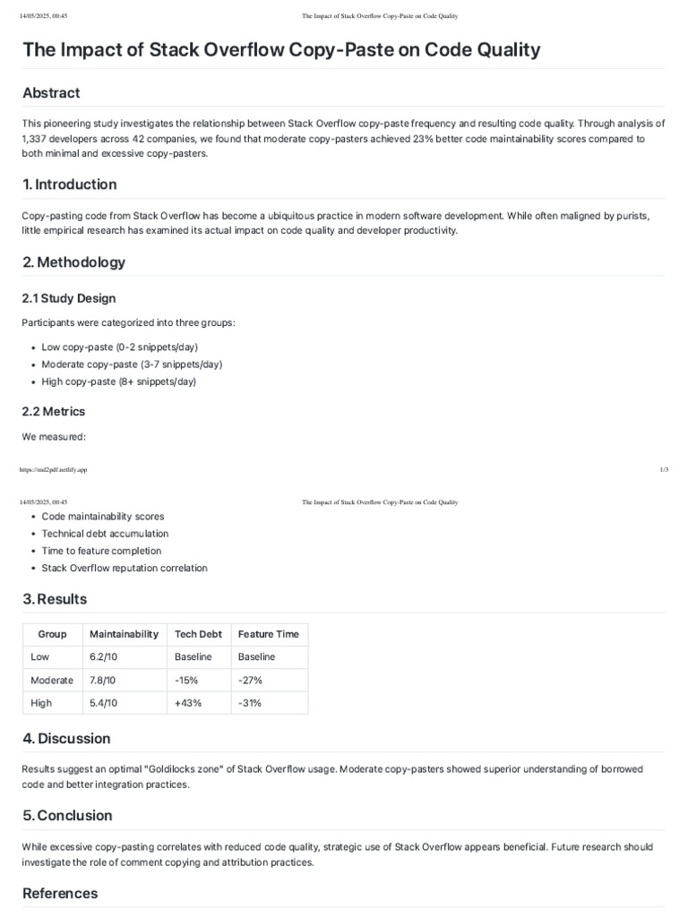 The Impact of Stack Overflow Copy-Paste On Code Quality | PDF ...