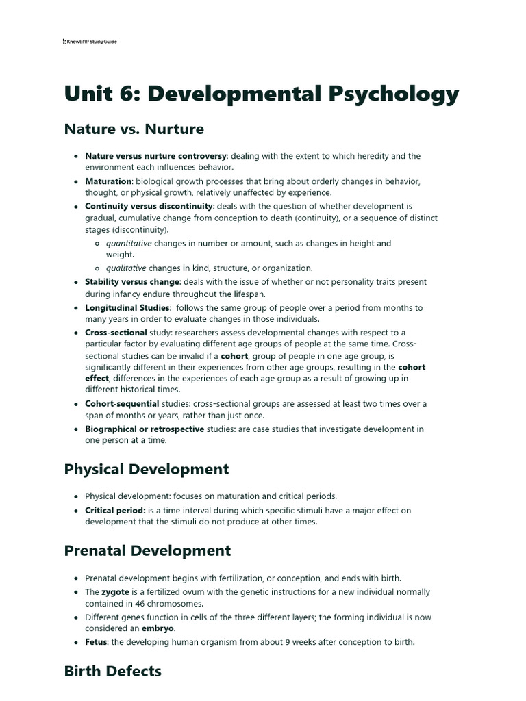 Unit 6 - Developmental Psychology | PDF | Gender | Gender Studies