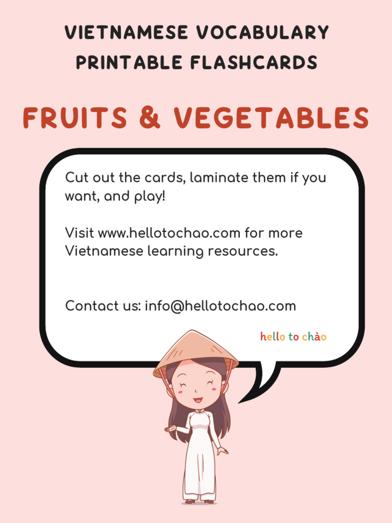 Viet Flashcards Fruits Vegetables | PDF
