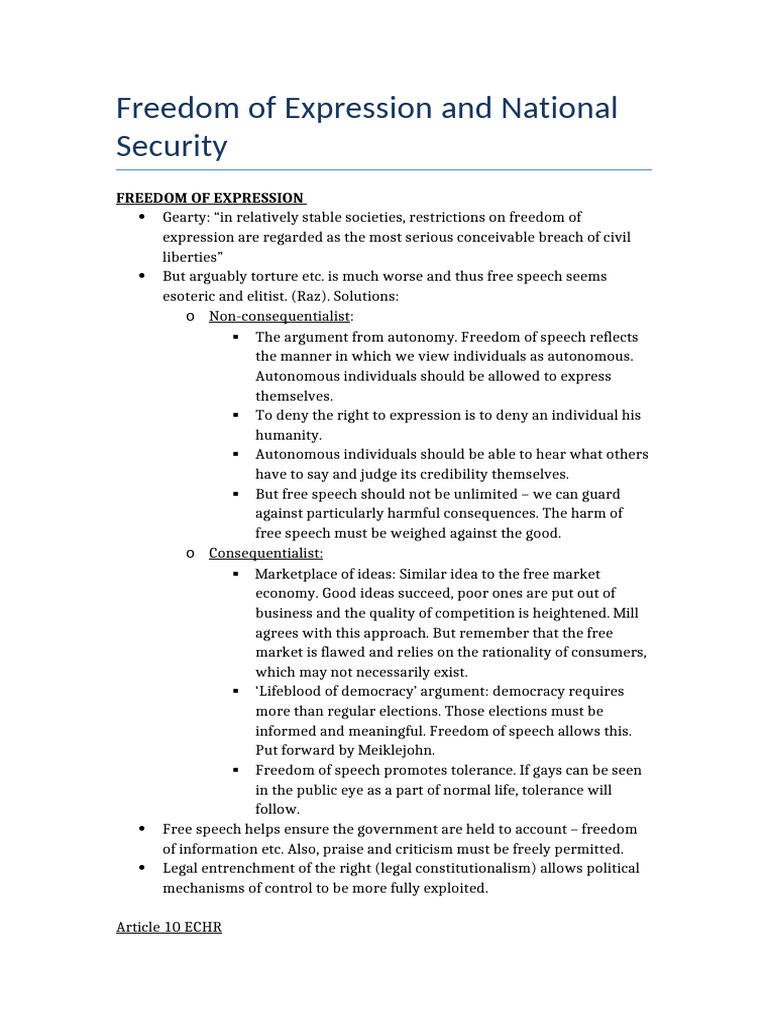 Freedom of Expression and National Security 2012 | PDF | Freedom Of ...