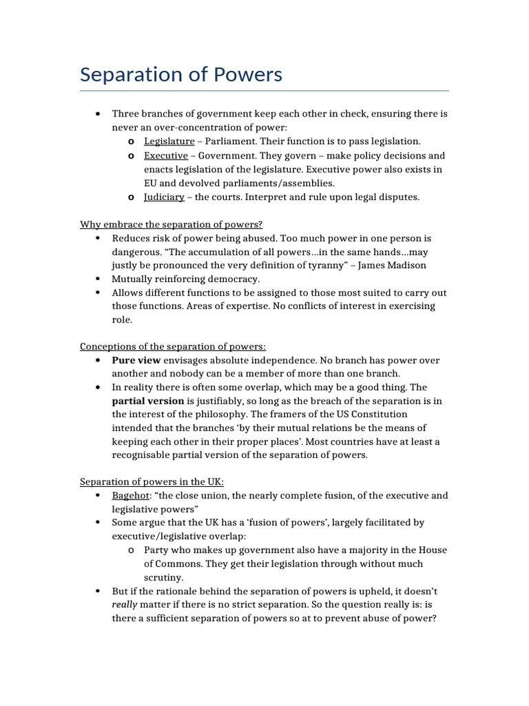 Separation of Powers 2012 | PDF | Separation Of Powers | Parliament Of ...