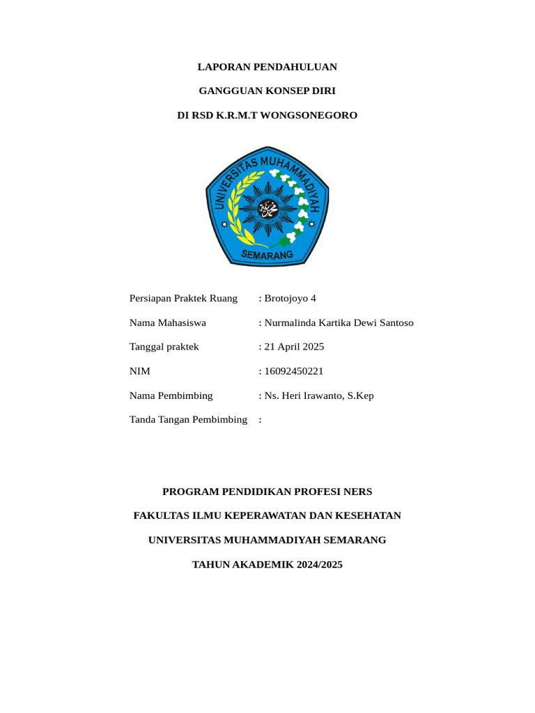 Gangguan Konsep Diri di RSD Wongsonegoro | PDF