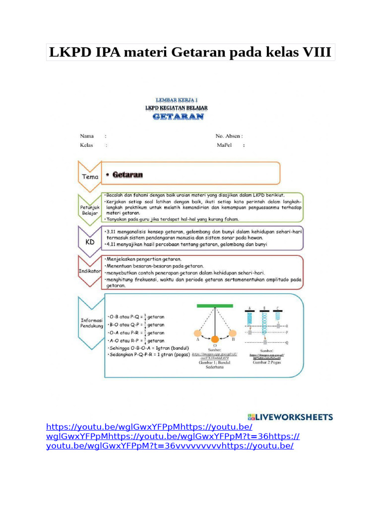 LKPD IPA materi Getaran pada kelas VIII | PDF