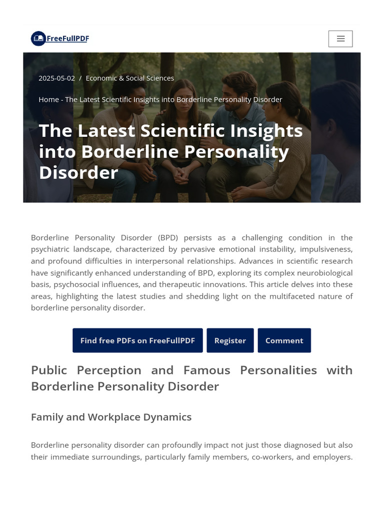 Borderline Personality Disorder - New Scientific Studies | PDF | Borderline Personality Disorder ...