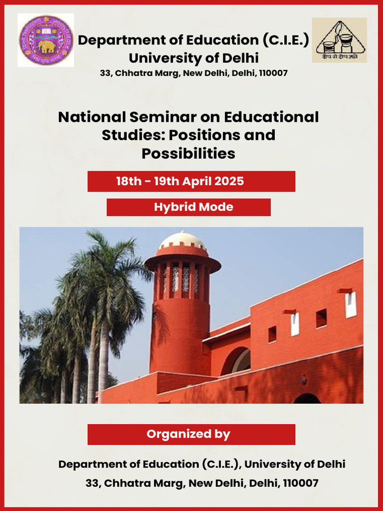 National Seminar On Educational Studies Positions and Possibilities ...