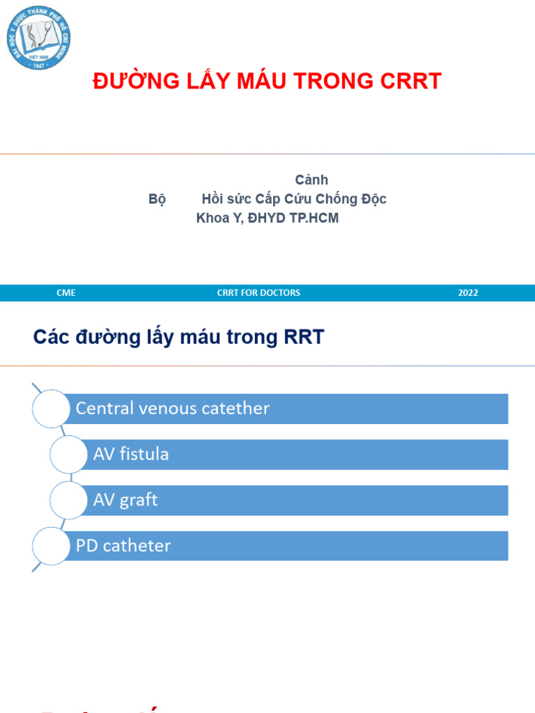 5. ĐƯỜNG LẤY MÁU TRONG CRRT | PDF