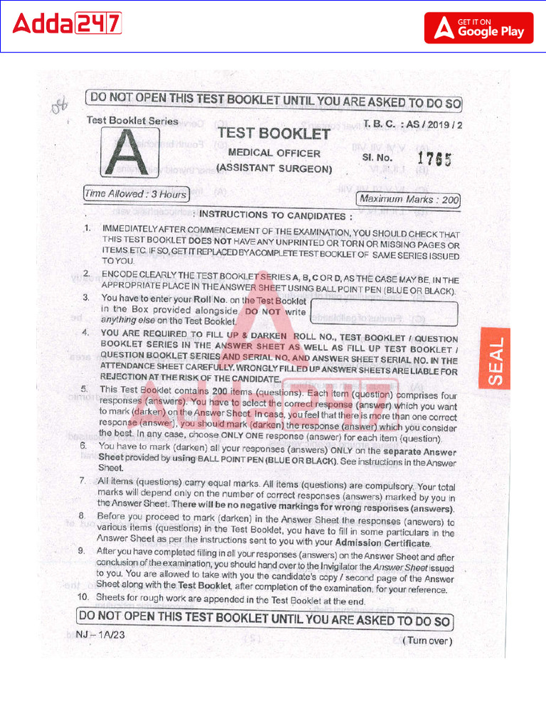 OPSC Medical Officer Asst Surgeon 2019 PYQ | PDF