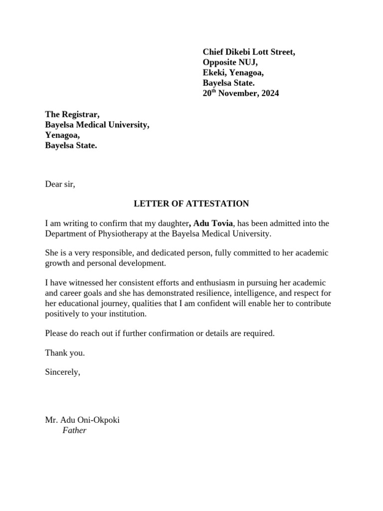 Attestation Letter | PDF