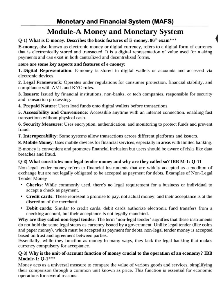 Monetary and Financial System | PDF