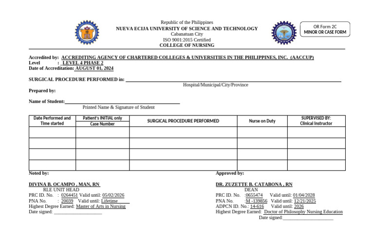 CASE-FORM-OR-Form-2C-MINOR-OR-CASE | PDF
