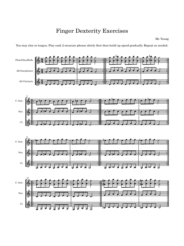 Finger Dexterity Exercises | PDF | Saxophone | Musicology
