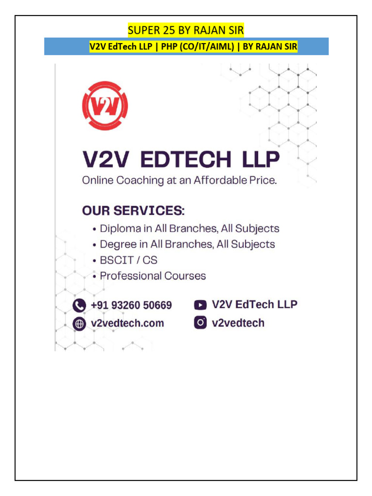 PHP Super 25 by Rajan Sir | PDF | Control Flow | Inheritance (Object Oriented Programming)