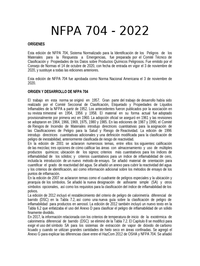 NFPA 704: Norma 2022 y Actualizaciones | PDF | Destilación