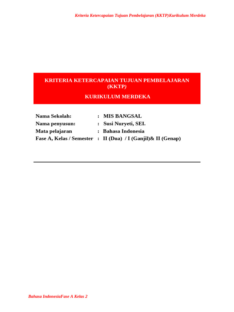 KKTP Kurikulum Merdeka | PDF