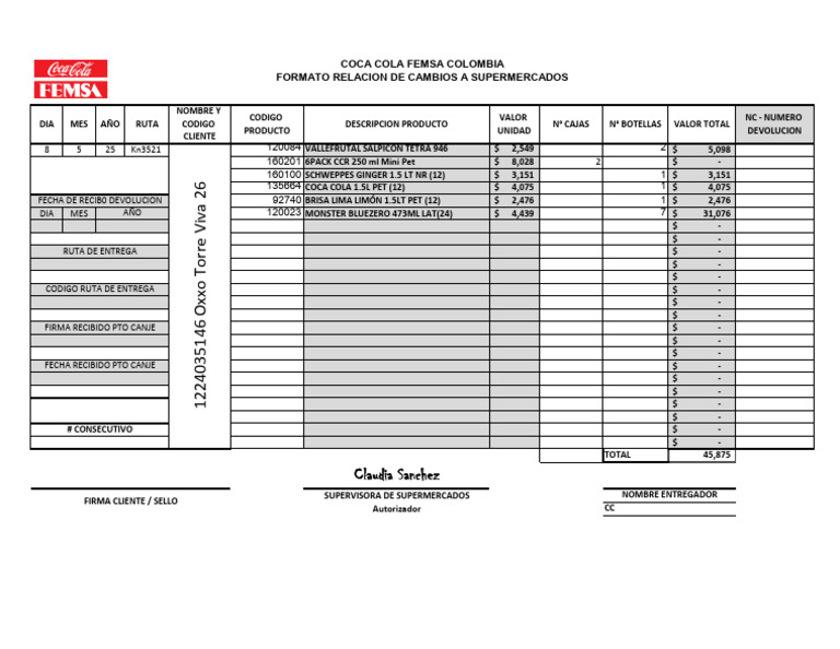 Formato Devoluciones Nuevo 2-4 | PDF | Coca Cola