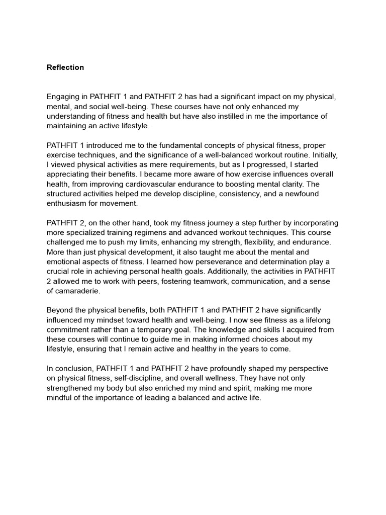 Reflection Pathfit | PDF