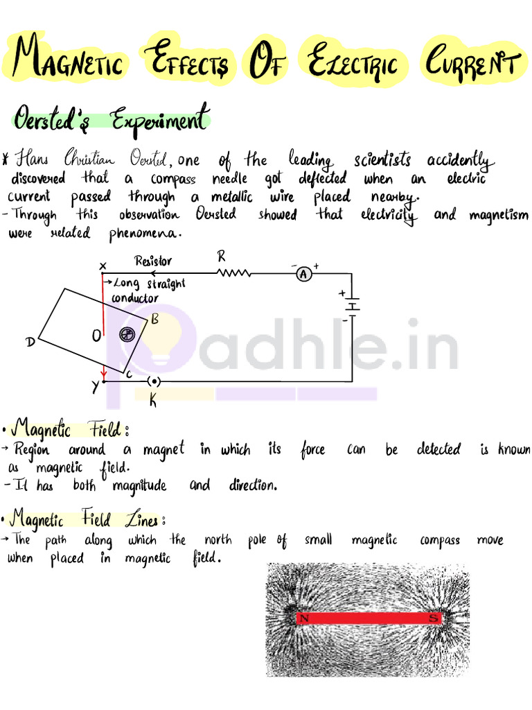 Magnetic Effects of Electric Current | PDF | Electromagnetic Induction ...