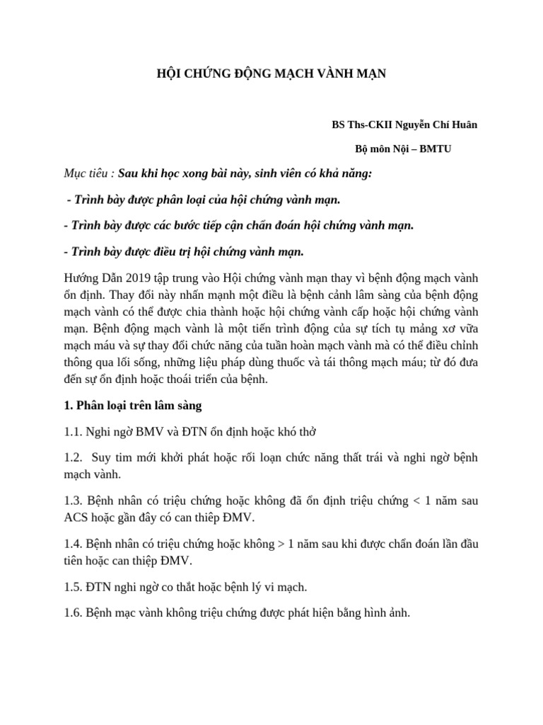 Hội Chứng Động Mạch Vành Mạn | PDF