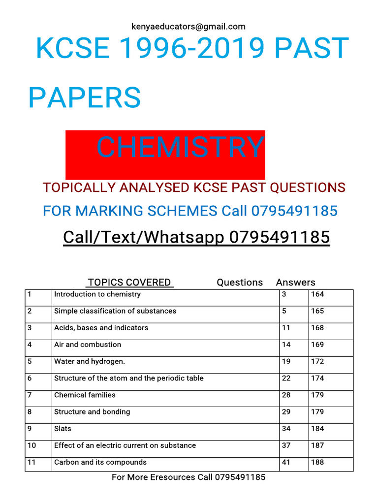 Chemistry Kcse Past Papers | PDF | Physical Sciences | Physical Chemistry