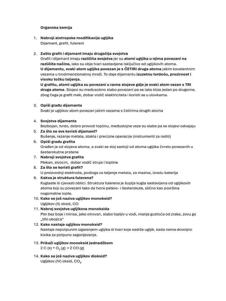 Kemija 8raz - Organska Kemija - Ispit | PDF
