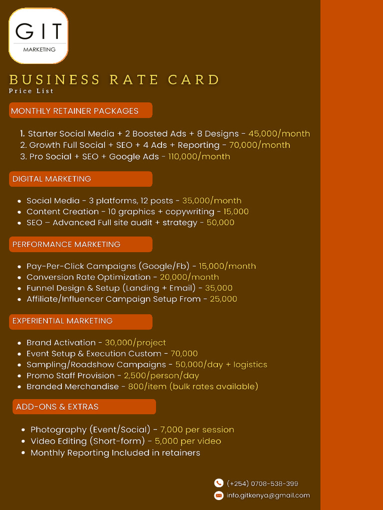 GIT Rate Card | PDF