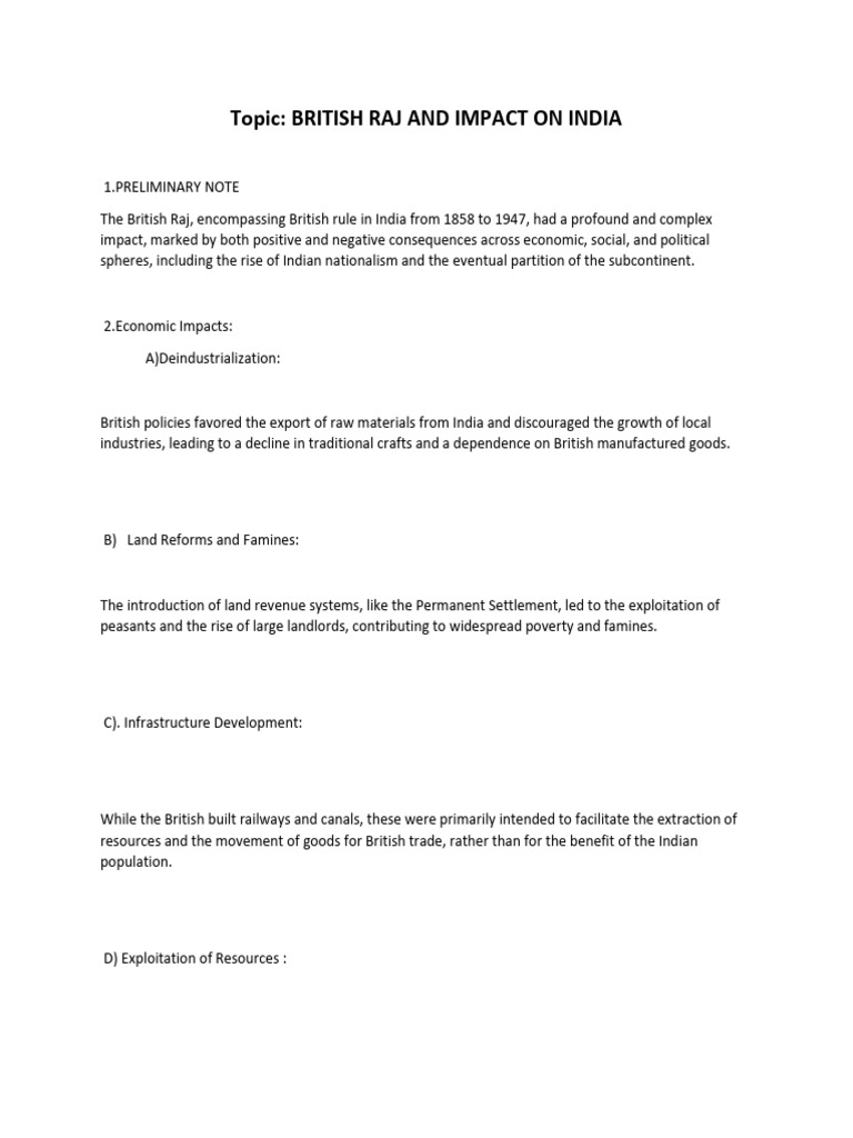 British Raj and Its Impact On India | PDF | British Raj | Nationalism