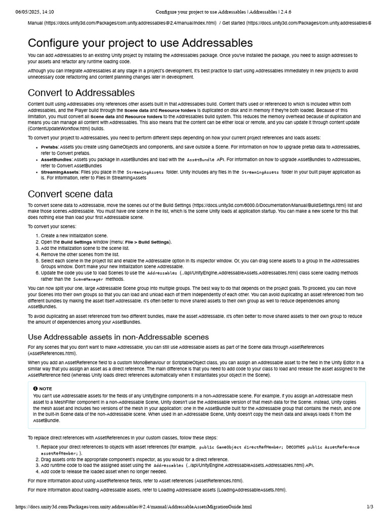 5.configure Your Project To Use Addressables - Addressables - 2.4.6 ...