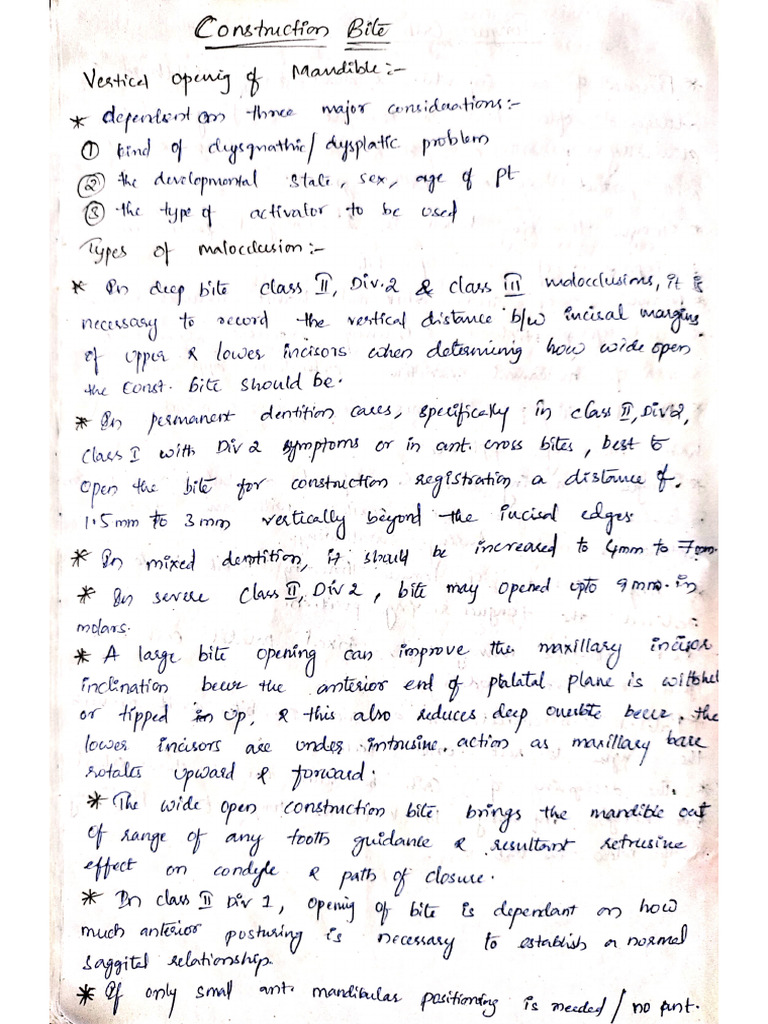 Construction Bite in Orthodontics | PDF