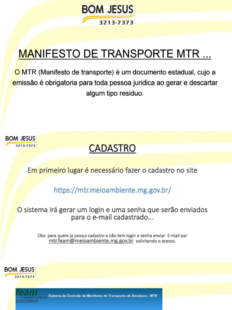 Novo Passo A Passo Manifesto de Transporte MTR | PDF