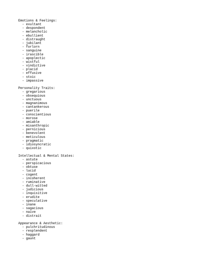 c2 Level Adjectives by Topic | PDF