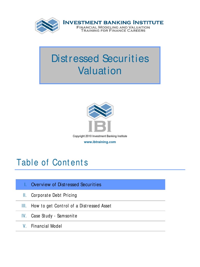 Distressed Securities Class Presentation | PDF | High Yield Debt | Bond ...